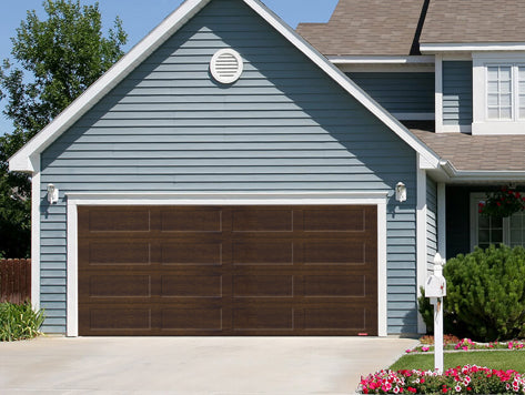 16X7 Chocolate Walnut Wood Finish Traditional Garage Doors – Easy Flip ...