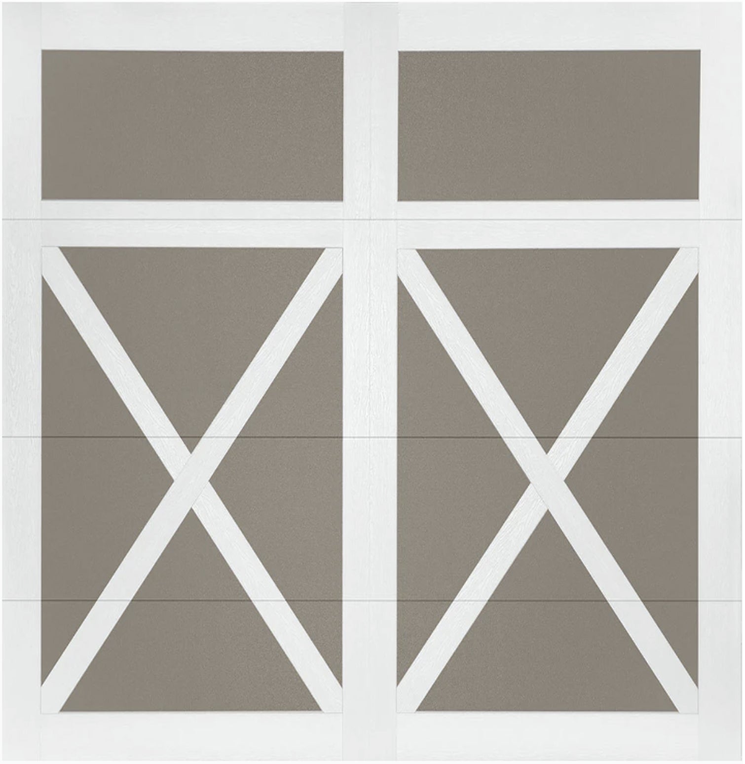 White & Sandstone, Two-Tone Steel Overlay Carriage House Garage Doors ...